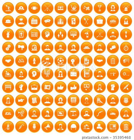 100 team work icons set orange - Stock Illustration [35395468] - PIXTA