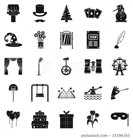 Magic performance icons set, simple style - Stock Illustration ...