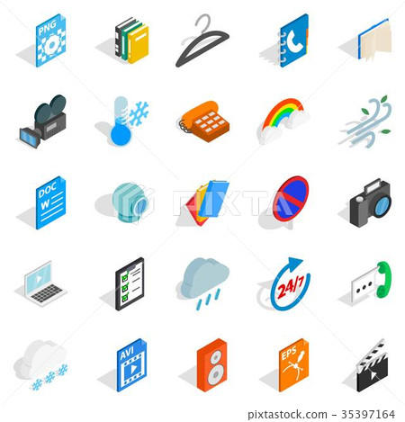 Business app icons set, isometric style - Stock Illustration [35397164 ...