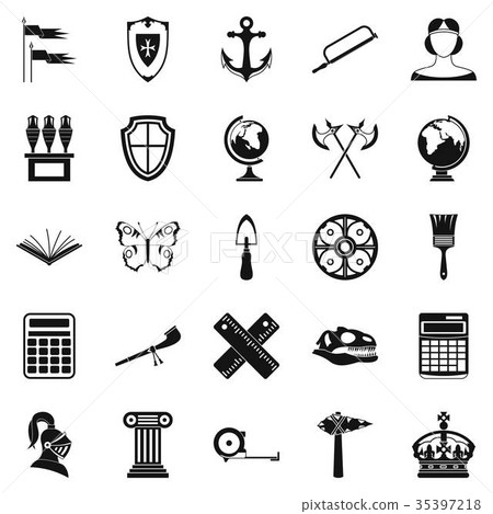 Ancient world icons set, simple style - Stock Illustration [35397218 ...