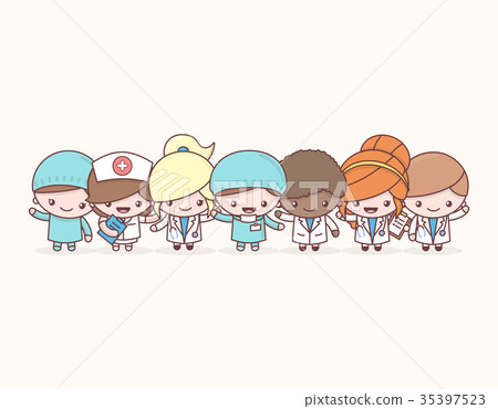 Cute chibi kawaii characters profession set. - Stock Illustration ...