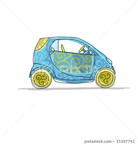 Small smart car, sketch for your design - Stock Illustration [35397741 ...
