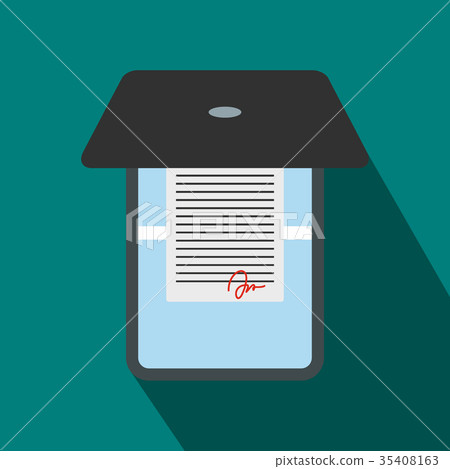 Opened office scanner with icon, flat style - Stock Illustration ...