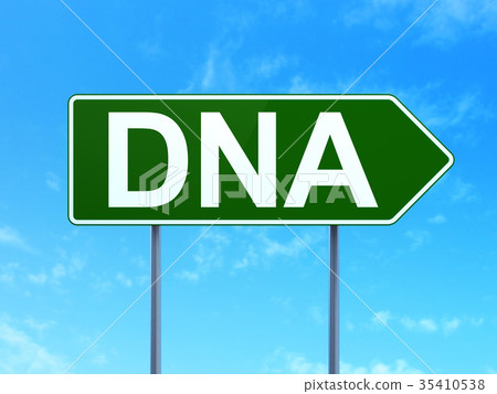 Medicine concept: DNA on road sign background - Stock Illustration ...