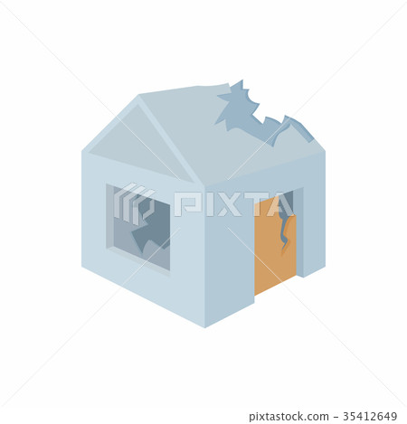 Destroyed house icon in cartoon style - Stock Illustration [35412649 ...