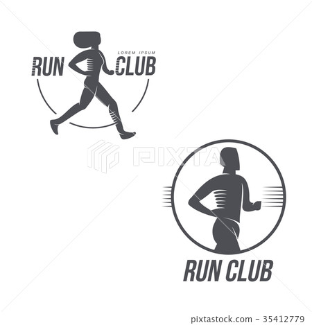 vector man, woman running club icon isolated set - Stock Illustration ...