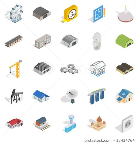 Architectonics icons set, isometric style - Stock Illustration ...