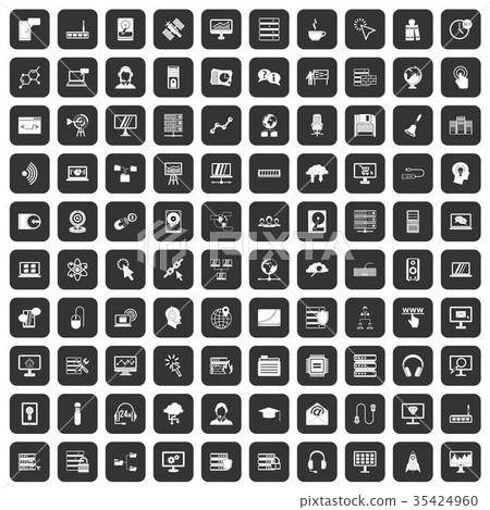100 on-line seminar icons set black - Stock Illustration [35424960] - PIXTA