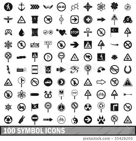 100 symbol icons set, simple style - Stock Illustration [35426203] - PIXTA