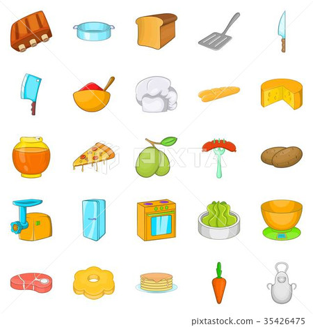 Filling for buns icons set, cartoon style - Stock Illustration ...