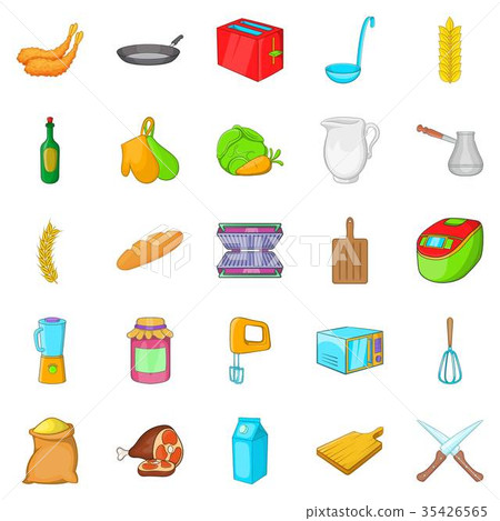Bakery cooking icons set, cartoon style - Stock Illustration [35426565 ...