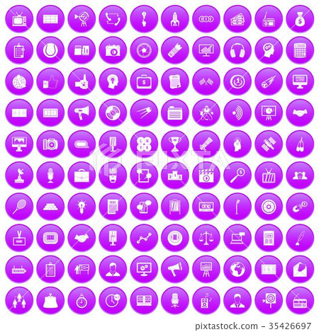 100 media icons set purple - Stock Illustration [35426697] - PIXTA