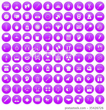 100 libra icons set purple - Stock Illustration [35426726] - PIXTA