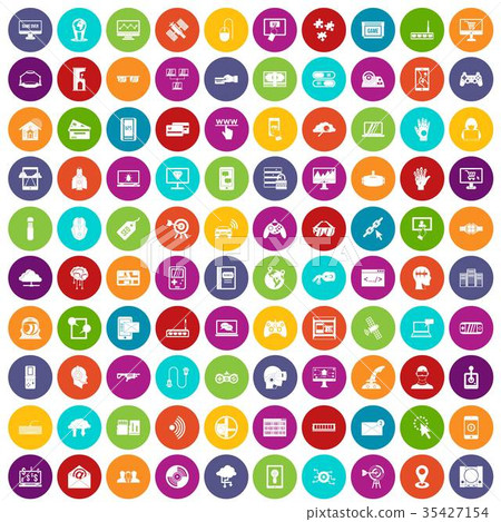 100 virtual icons set color - Stock Illustration [35427154] - PIXTA