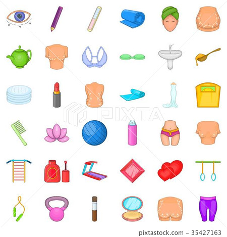 Beauty icons set, cartoon style - Stock Illustration [35427163] - PIXTA