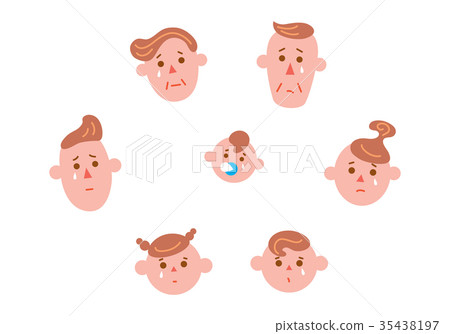 Three generations family crying face - Stock Illustration [35438197 ...