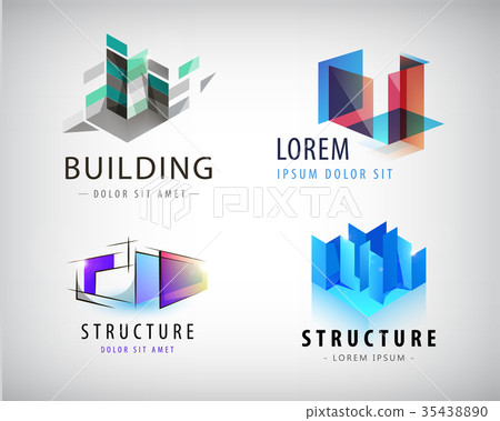 Vector set of abstract building and structure - Stock Illustration ...