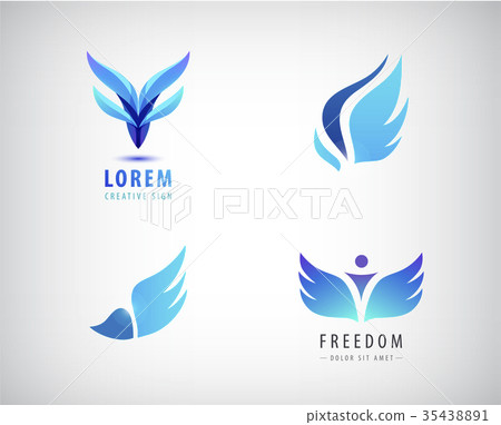 Vector set of blue wings logos. - Stock Illustration [35438891] - PIXTA