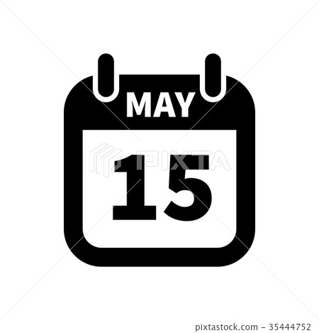 Simple black calendar icon with 15 may date - Stock Illustration ...