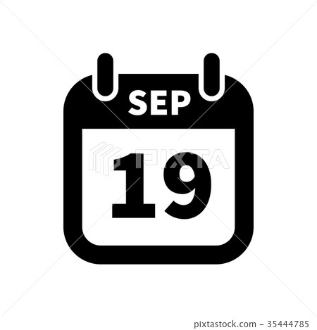 Simple black calendar icon with 19 september date - Stock Illustration ...
