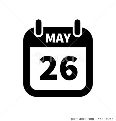 Simple black calendar icon with 26 may date - Stock Illustration ...