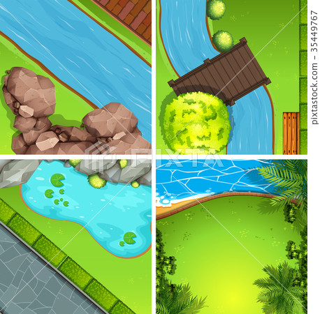 Four scenes of park from top view - Stock Illustration [35449767] - PIXTA