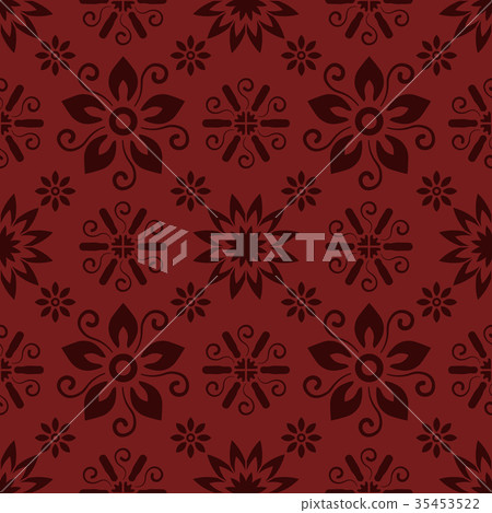 Seamless red floral pattern, vector. - Stock Illustration [35453522 ...