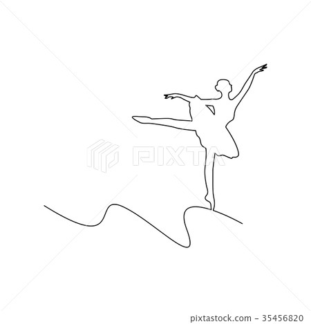 ballerina dancing vector illustration curved line - Stock Illustration ...