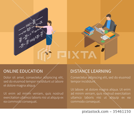 Online Education and Distance Learning Poster - Stock Illustration ...