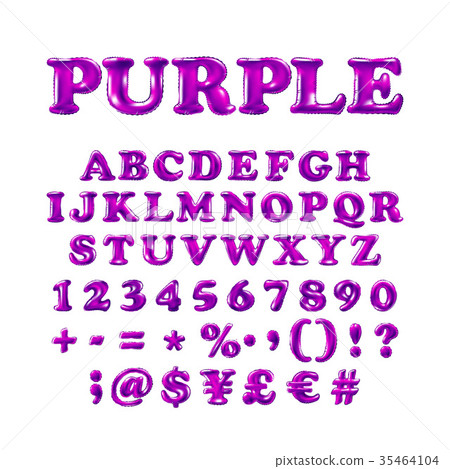 English alphabet and numerals from purple, - Stock Illustration ...