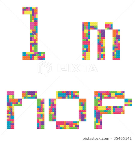 L, m, n, o, p lowercase letter from building block - Stock Illustration ...