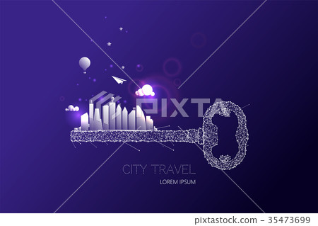 Key and city graphic composition - Stock Illustration [35473699] - PIXTA
