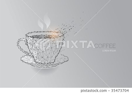 Coffee cup. line dot design - Stock Illustration [35473704] - PIXTA