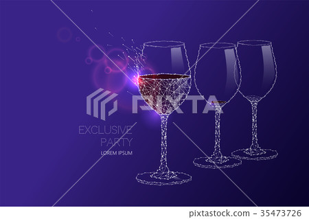 Wine glass with light effect and starry sky - Stock Illustration ...