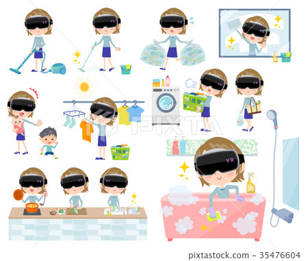 virtual reality goggle women_Housekeeping - Stock Illustration ...