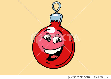 Christmas ball decoration cute smiley face - Stock Illustration ...