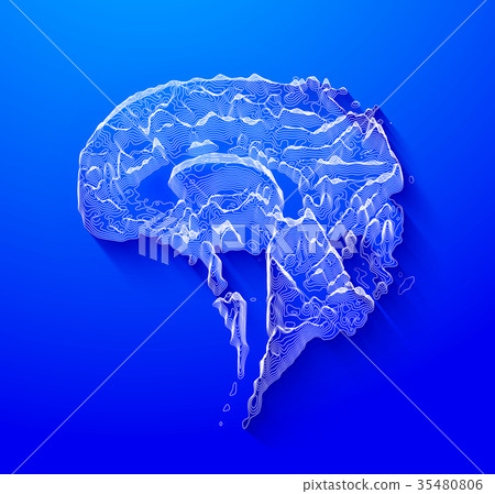The brain in the form of a topographic map. The - Stock Illustration ...