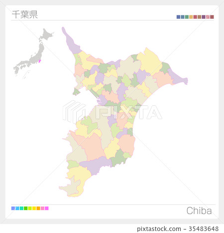 Map of Chiba Prefecture (city / city / color... - Stock Illustration ...
