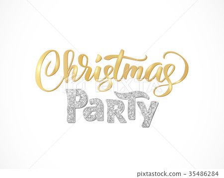Christmas party hand written lettering isolated on - Stock Illustration ...
