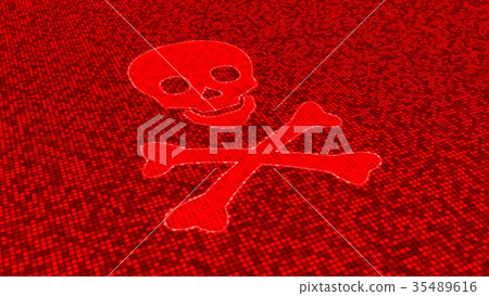 Red skull symbol on a matrix surface ransomware - Stock Illustration ...