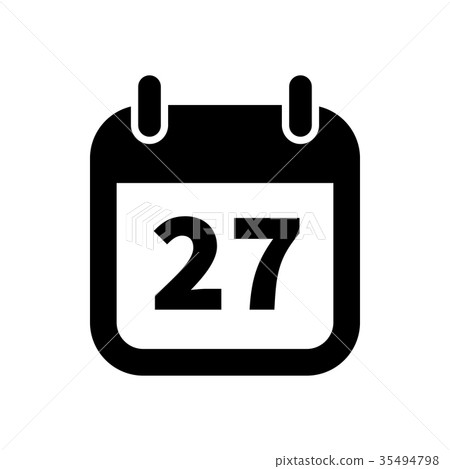 Simple black calendar icon with 27 date on white - Stock Illustration ...