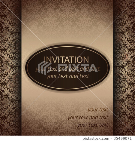 Invitation card template in old style - Stock Illustration [35499071 ...
