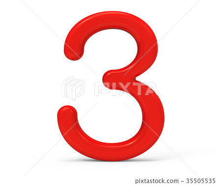 3D render red number 3 - Stock Illustration [35505535] - PIXTA