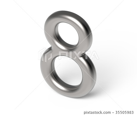3D render metallic number 8 - Stock Illustration [35505983] - PIXTA