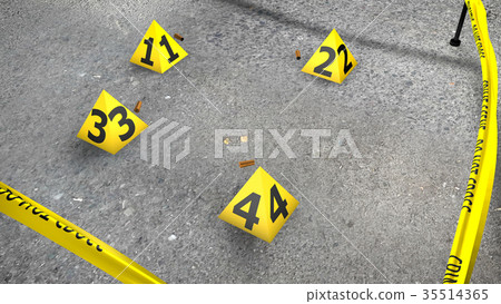 Crime Scene With Shells on Asphalt - Stock Illustration [35514365] - PIXTA