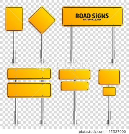 Road yellow traffic sign. Blank board with place - Stock Illustration ...