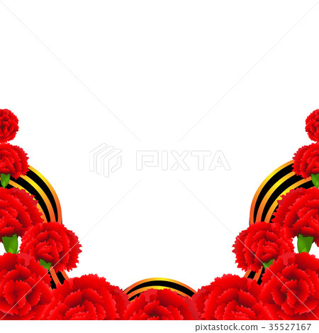 Victory Border With Red Carnations Border - Stock Illustration ...