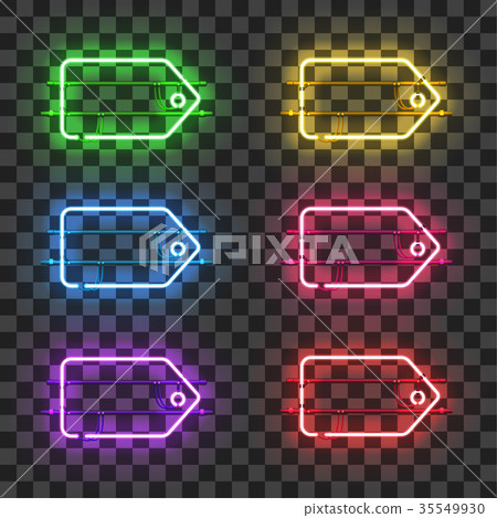 Set of neon price tags with different colors - Stock Illustration ...