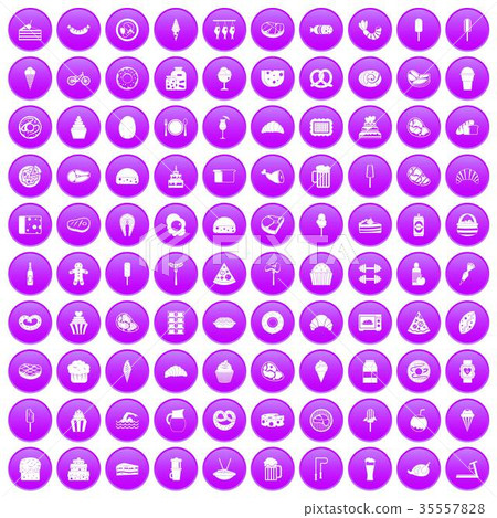 100 calories icons set purple - Stock Illustration [35557828] - PIXTA