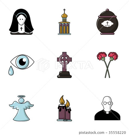 Cemetery icons set, flat style - Stock Illustration [35558220] - PIXTA